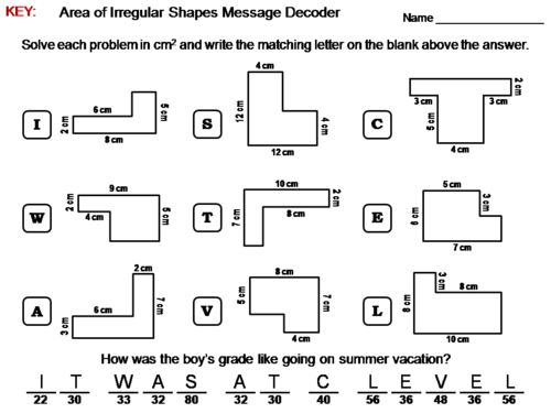 Area of Irregular Shapes Activity: Math Message Decoder | Teaching ...