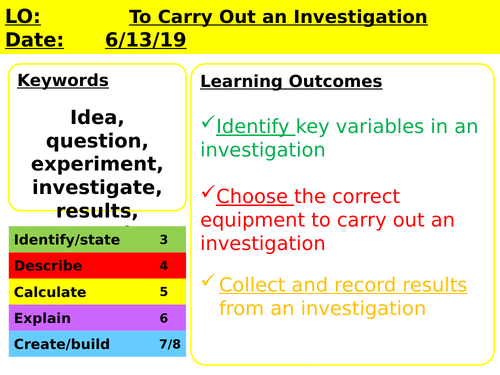 Year 7 Introduction to Science - Investigations | Teaching Resources