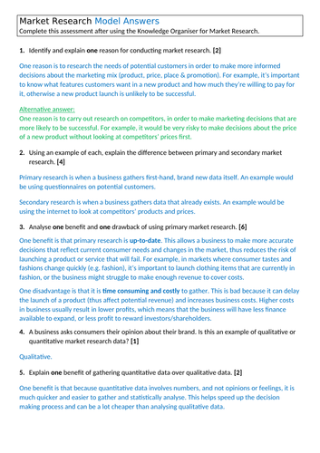GCSE Business (9-1): Knowledge Organiser & follow-up tests for MARKET ...