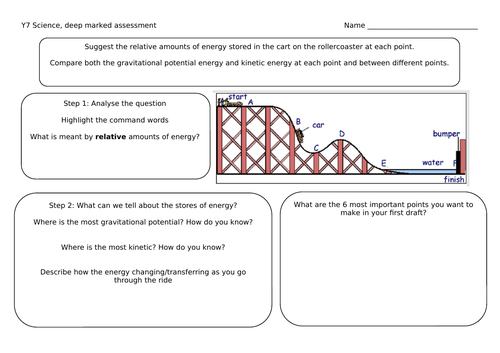Energy transfer written task KS3 | Teaching Resources