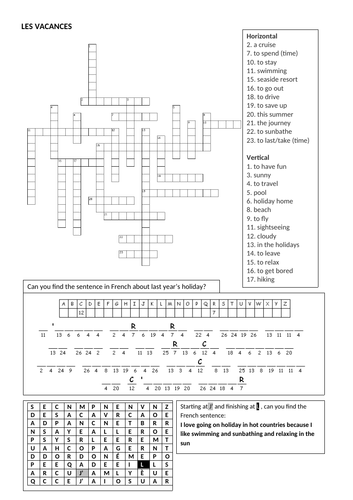 Holiday word puzzles in French | Teaching Resources