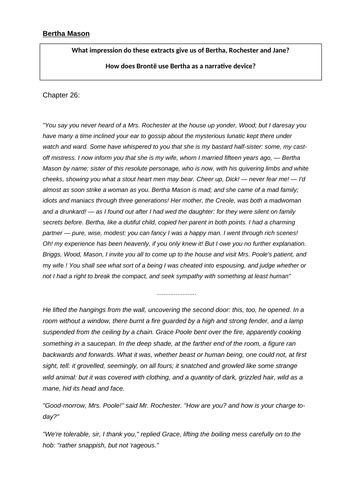 'Jane Eyre' Bertha Mason | Teaching Resources