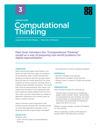 Computational Thinking Exam With Solution And Classroom Ct Activities