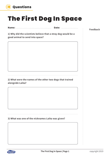 Laika: The First Dog In Space – Non-Fiction and Comprehension Questions ...