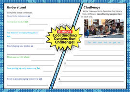Coordinating Conjunctions – Y3 SPaG Challenge Mat | Teaching Resources