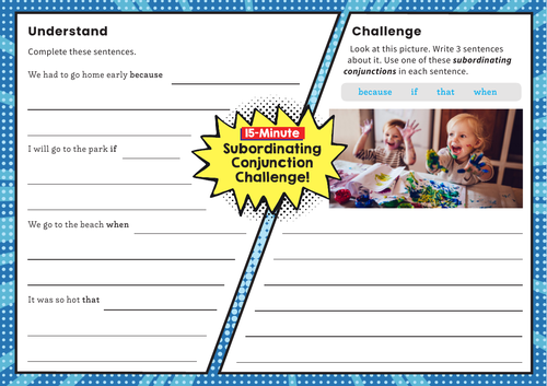 Subordinating Conjunctions – Y2 SPaG Challenge Mat | Teaching Resources