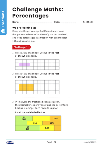 Percentages: Y5 – Fractions – Maths Challenge | Teaching Resources