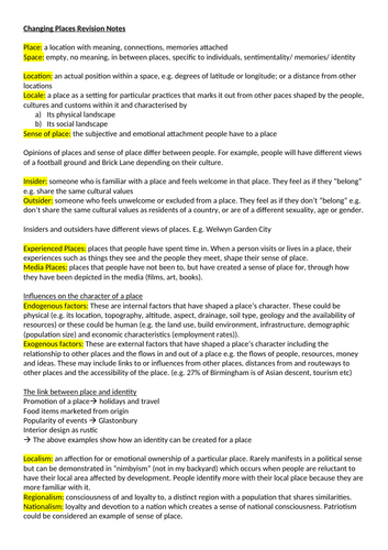 Changing Places AQA A Level Geography Revision Notes | Teaching Resources Changing Places AQA A Level Geography Revision Notes | Teaching Resources