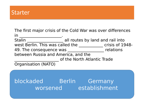 Causes of the Berlin Blockade | Teaching Resources