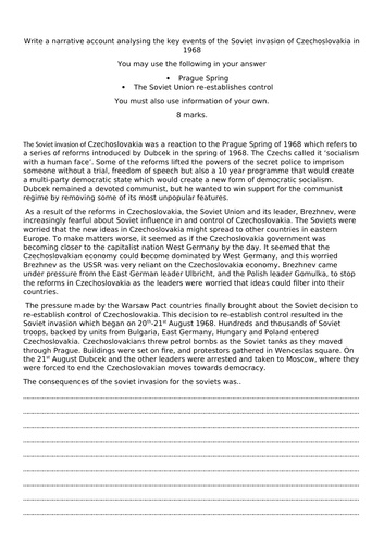Soviet invasion of Czechoslovakia and its outcomes | Teaching Resources