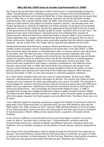 Soviet invasion of Czechoslovakia and its outcomes | Teaching Resources