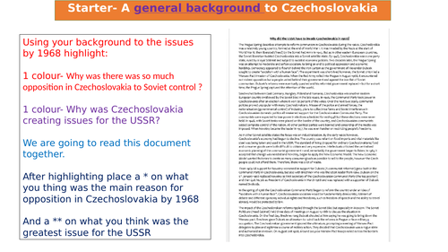 Soviet invasion of Czechoslovakia and its outcomes | Teaching Resources