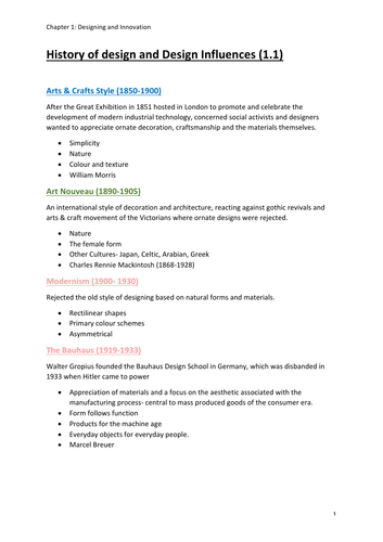 Design and Technology Revision Guide- Chapter 1 | Teaching Resources