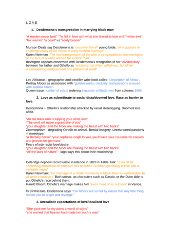 Othello Love essay plan | Teaching Resources