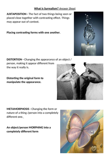 What is Surrealism Worksheet | Teaching Resources