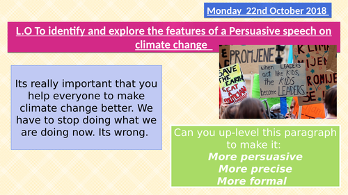 CLIMATE CHANGE -GRETA THUNBERG- SPEECH ANALYSIS | Teaching Resources