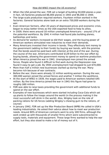 AQA - America 1920-1973 - Bust - How did WW2 impact the US economy ...