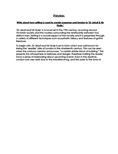 EXEMPLAR ESSAY on SETTING in 'Dr Jekyll and Mr Hyde' NEW 9-1 GCSE ...