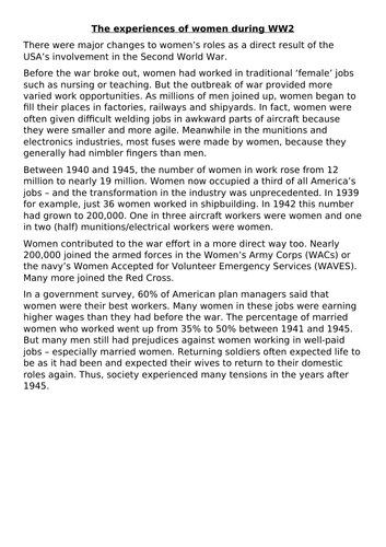 AQA - America 1920-1972 - Bust - Social impacts of World War Two ...