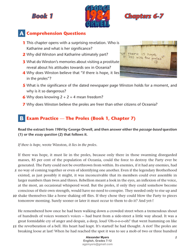FREE George Orwell - 1984 - Book 1, Ch. 6-7: The Proles (IGCSE ...