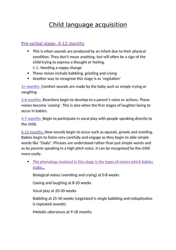 Notes on the spoken stages of CLA | Teaching Resources