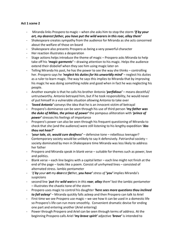 Tempest Act 1 scene 2 analysis | Teaching Resources