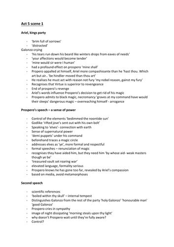 Tempest act 5 scene 1 analysis | Teaching Resources