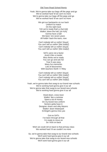 Old Town Road Year 6 Leaver's Song for Assembly / Performance School ...