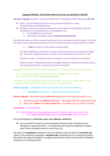 Language Methods Defined With Examples (GCSE English Language AQA ...