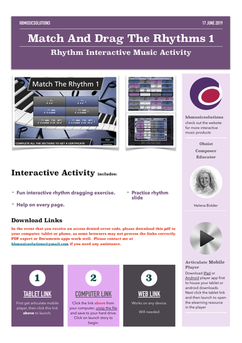 Match And Drag Music Rhythm 1 KS2 and KS3 | Teaching Resources