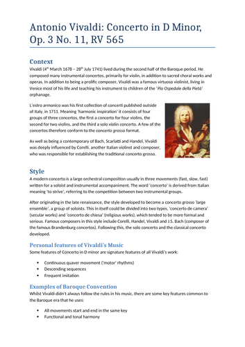 A Level Music: AoS2 Instrumental Music Revision | Teaching Resources