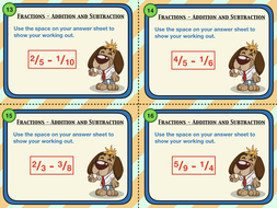 Adding and Subtracting Fractions Task Cards | Teaching Resources