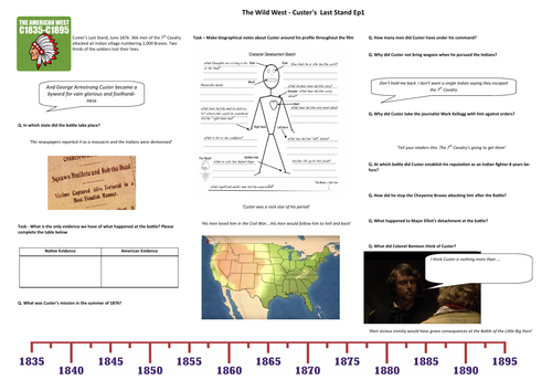 The Wild West – Ep1 - Custer’s Last Stand - Worksheet to support the ...