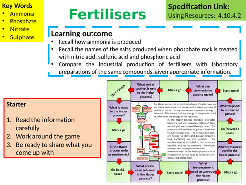 KS4 AQA GCSE Chemistry (Science) Making Fertilisers Lesson & Activities ...