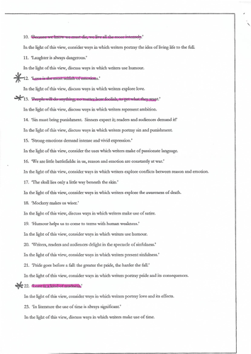 Drama and poetry Paper 1 section 2 practice questions | Teaching Resources