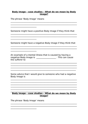 Health and Wellbeing - Body Image case studies | Teaching Resources