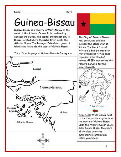 GUINEA-BISSAU - Introductory Geography Worksheet | Teaching Resources
