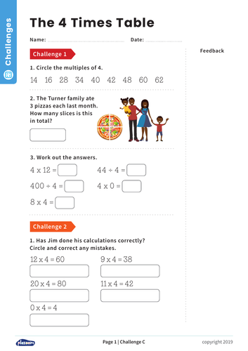 4 Times Table Resource Pack: Teaching, Practising & Investigating ...