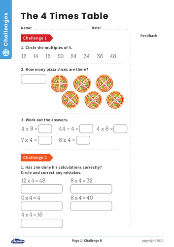 4 Times Table Resource Pack: Teaching, Practising & Investigating ...