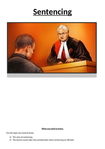 Law 01 OCR Booklet 4 - Sentencing | Teaching Resources