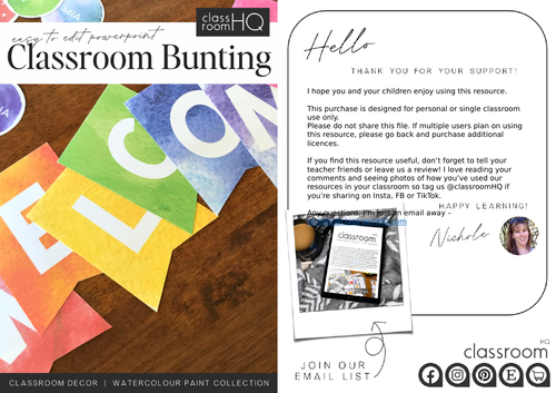 WATERCOLOUR PAINT Classroom Bunting Pack | Teaching Resources