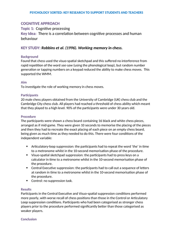 IB Psychology Cognitive Processing | Teaching Resources