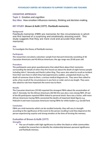 IB Psychology, Emotion and Cognition | Teaching Resources