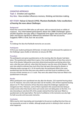 IB Psychology, Emotion and Cognition | Teaching Resources