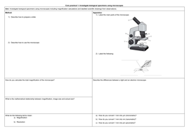 Revision placemats for Edexcel GCSE Biology 9-1 Core practicals 1,2,3,4 ...
