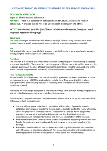 IB Psychology The Brain and Behaviour | Teaching Resources