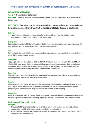 IB Psychology Genetics and Behaviour | Teaching Resources