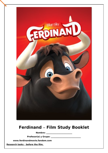 Spanish booklet of worksheets for movie 'Ferdinand' | Teaching Resources