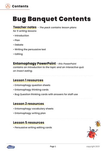 KS2 Persuasive Writing Topic – Eating Insects | Teaching Resources