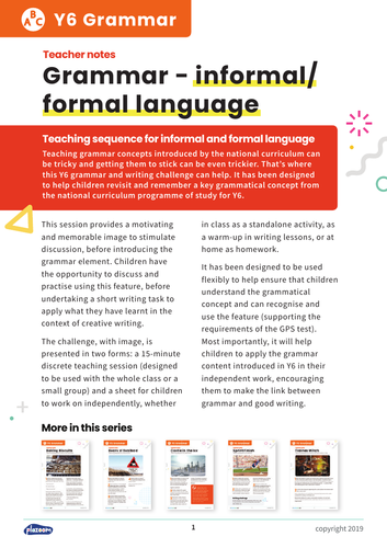 Tricky Grammar Worksheets – Y6 – Formal And Informal Language ...